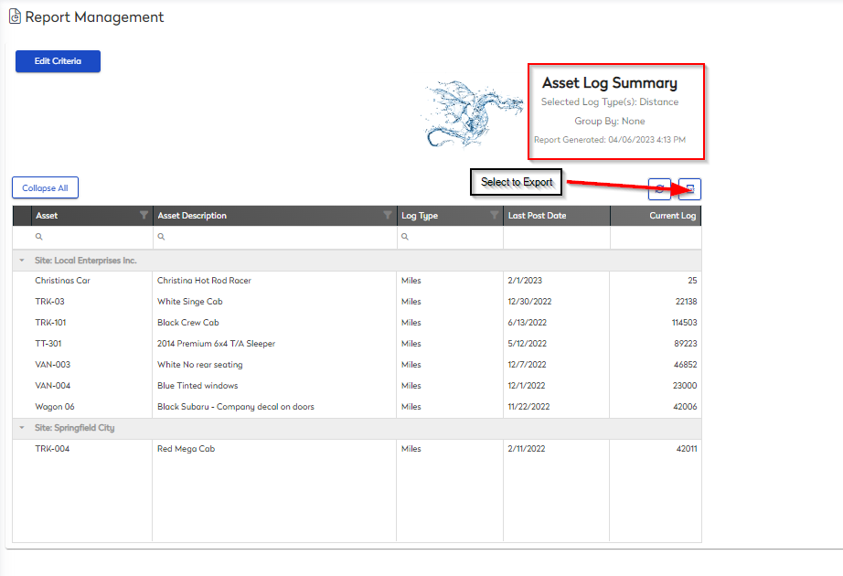 Creating An Asset Log Summary Report Eptura Knowledge Center